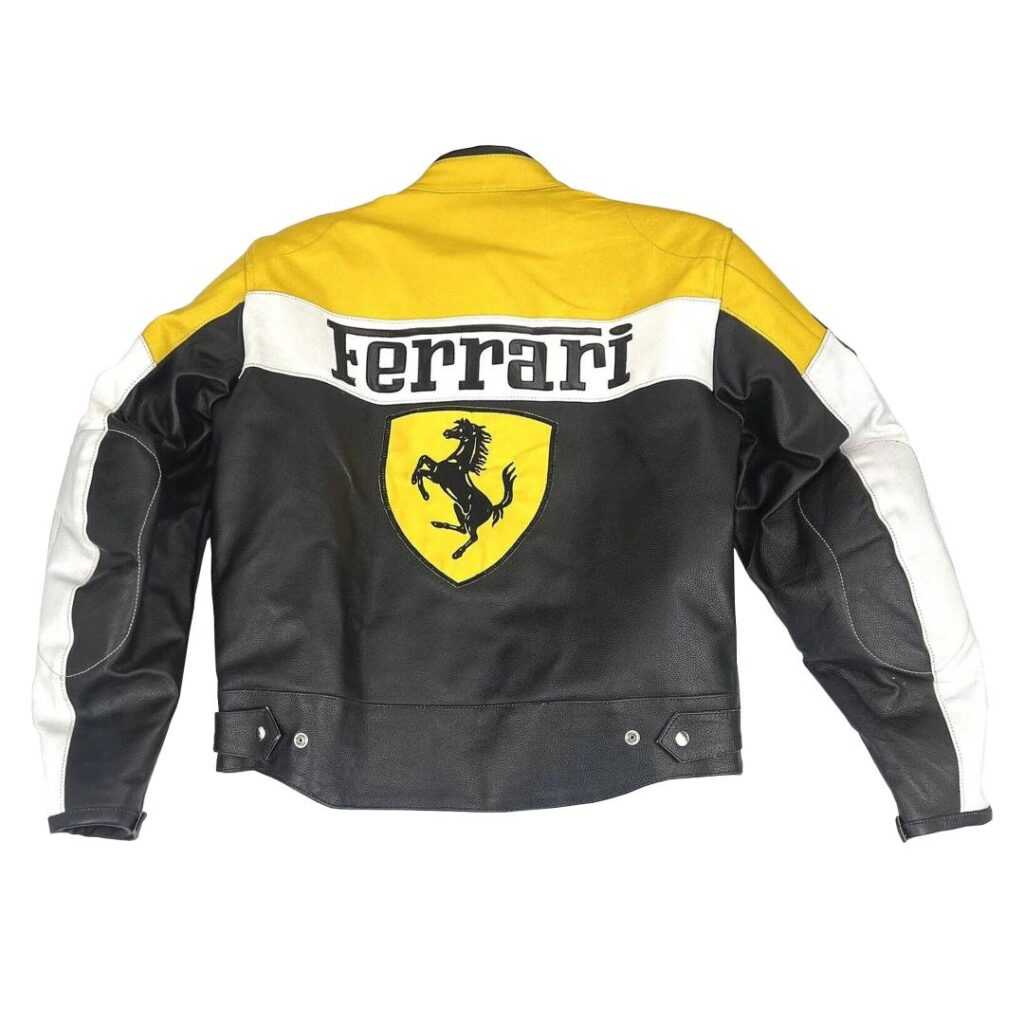Ferrari Vintage Leather Jacket Yellow & Black | Aviator Coats
